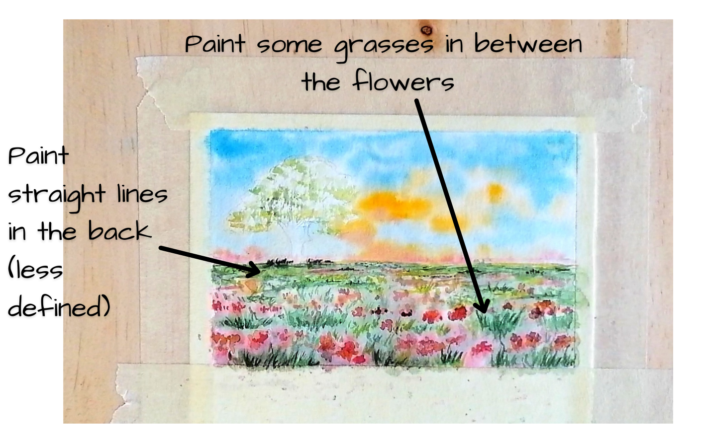 Watercolor tutorial: Simple field of flowers step by step - My Art ...