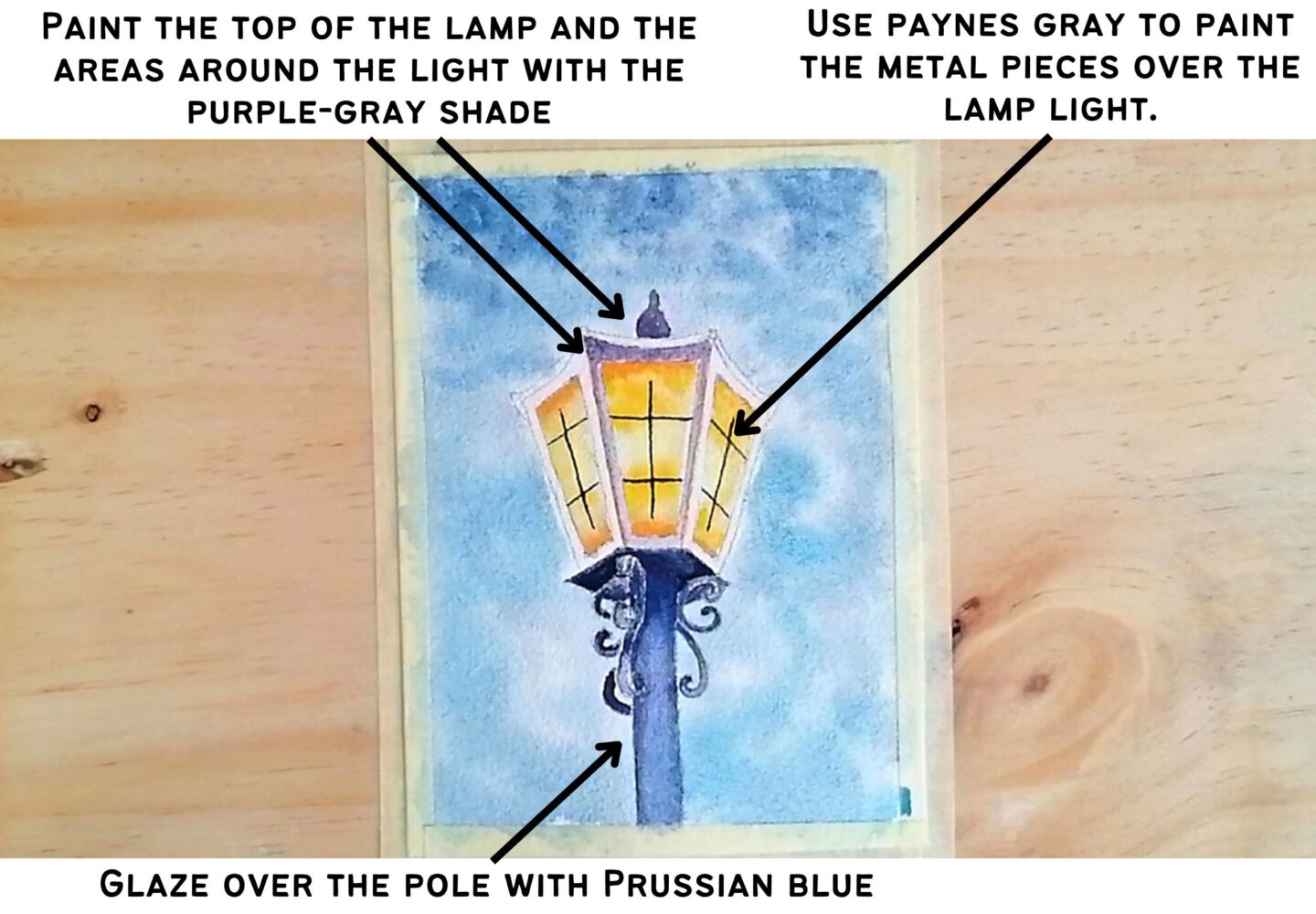 Easy Street Light Watercolor Painting Tutorial - My Art Aspirations
