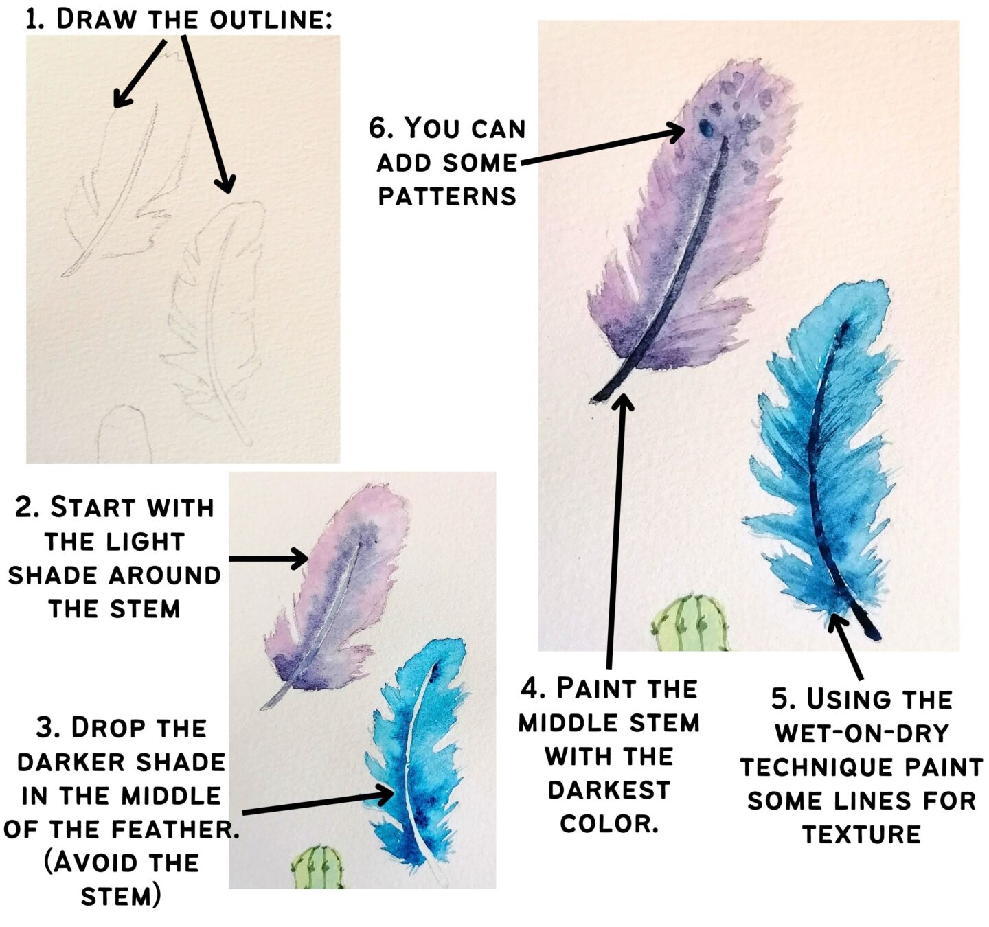 6 Easy Watercolor Doodles for Beginners Practice - My Art Aspirations
